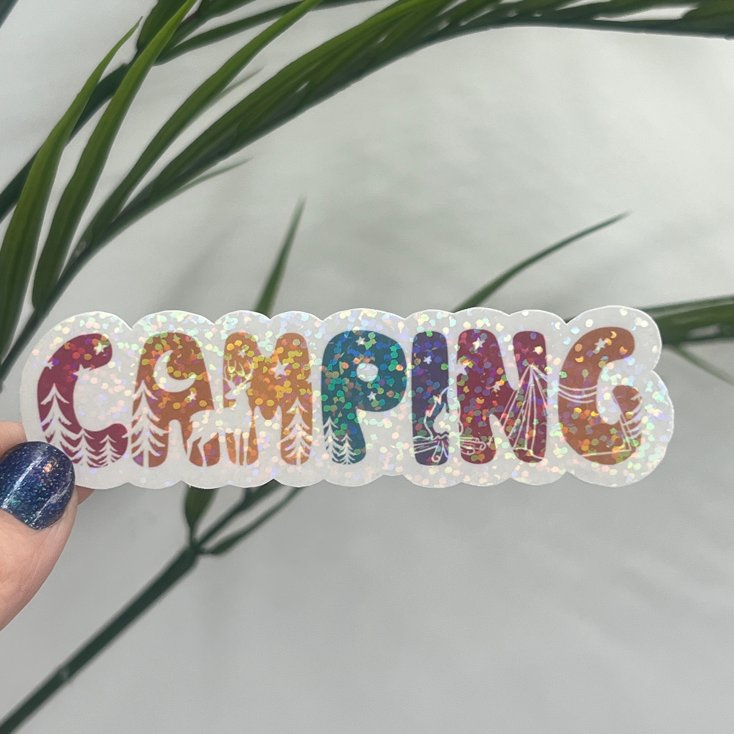 Camping Fun Font Holographic Sparkly Sticker Adventure Sticker RV ...
