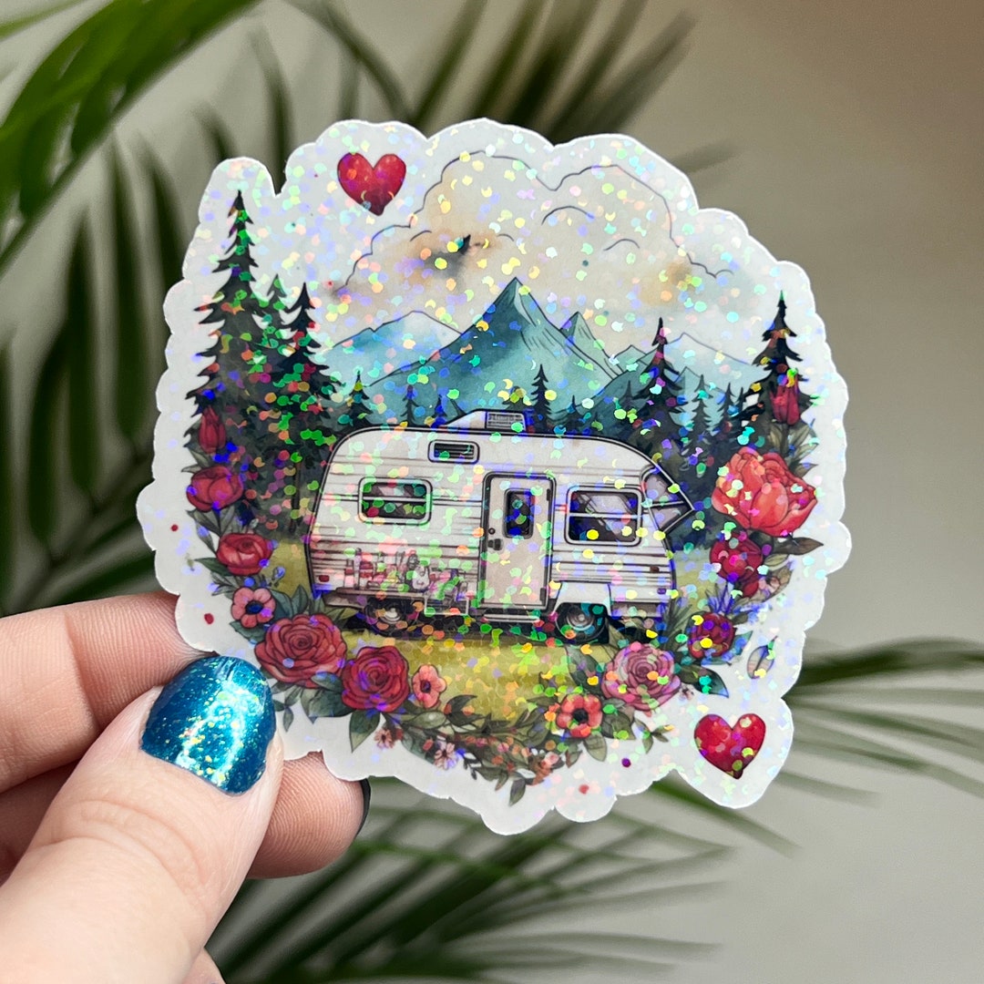 Camping Mountain RV Holographic Sticker Vanlife Sticker RV Sticker ...