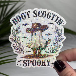 Boot Scootin Spooky Ghost Halloween Sticker | Mental Health Sticker ...