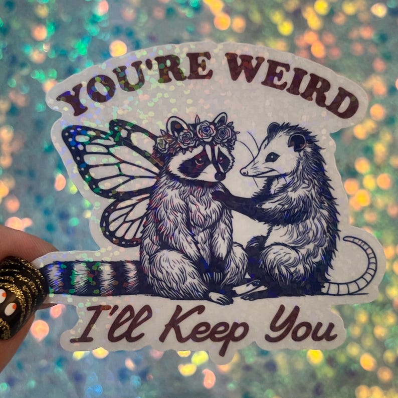 You’re Weird I’ll Keep You Possum Raccoon Silly Holographic Sticker ...