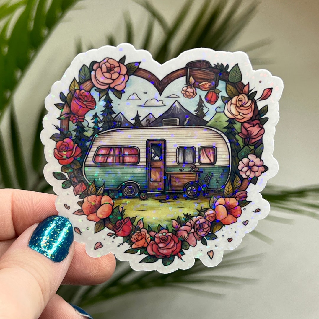 Camping Roses RV Holographic Sticker Vanlife Sticker RV Sticker Camper ...