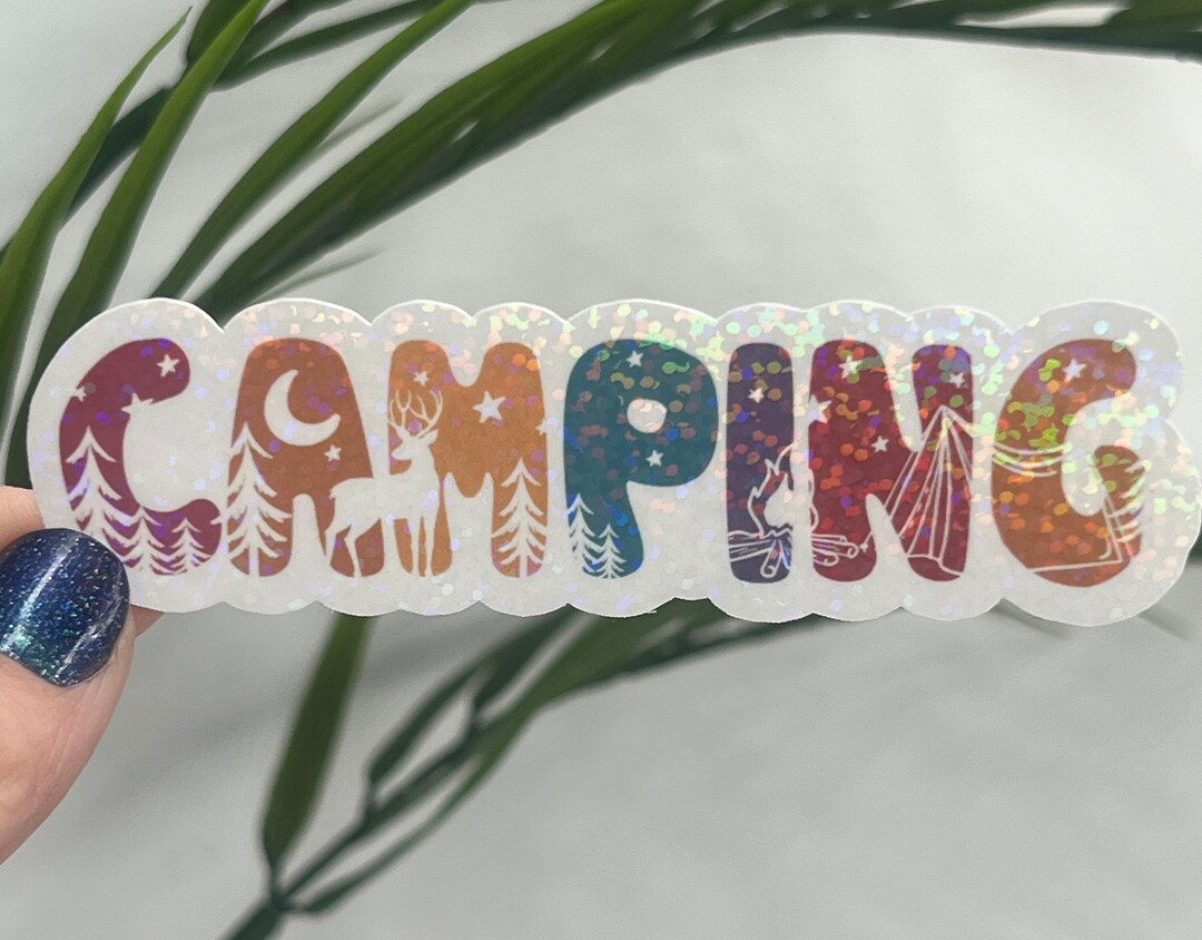 Camping Fun Font Holographic Sparkly Sticker Adventure Sticker RV ...