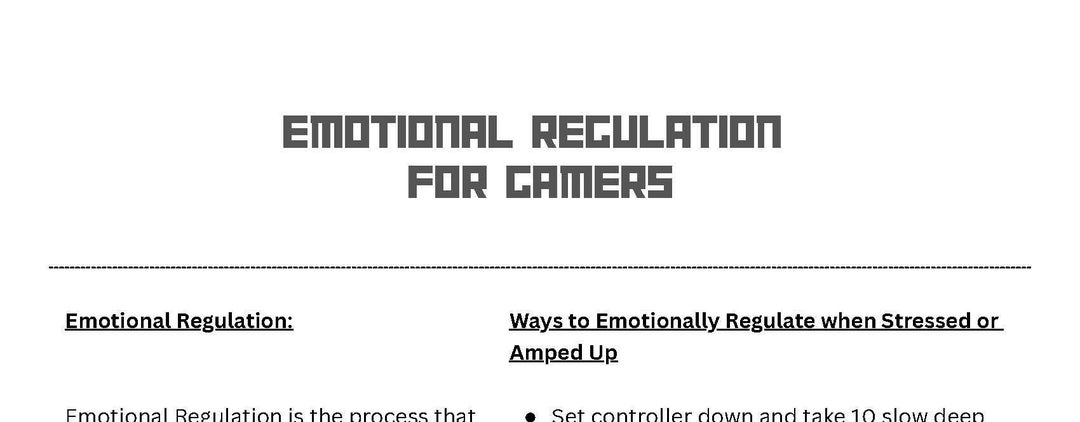Emotional Regulation Worksheet for Gamers - Etsy