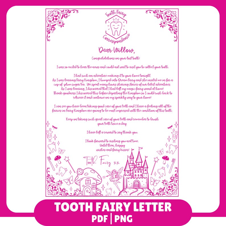 Personalised Tooth Fairy Letter, Tooth Fairy, Tooth Fairy Digital ...