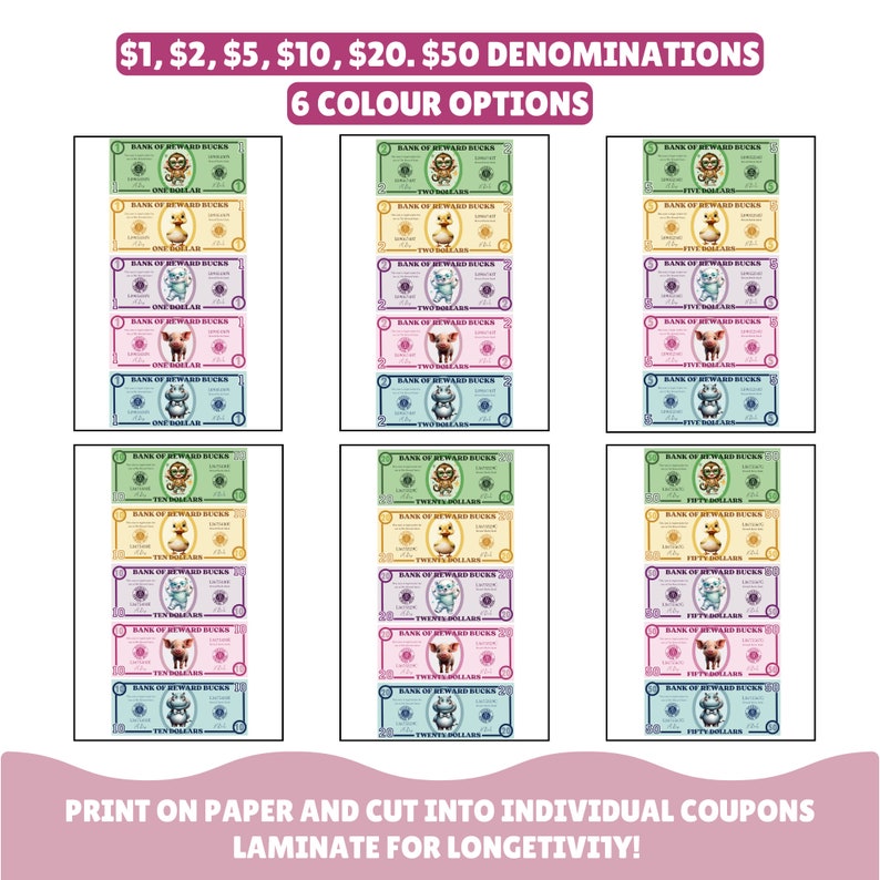 Kids Reward Bucks, Editable Kids Reward Bucks, Printable, Mum Bucks ...