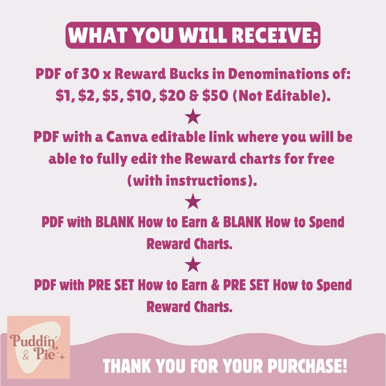 Kids Reward Bucks, Editable Kids Reward Bucks, Printable, Mum Bucks ...