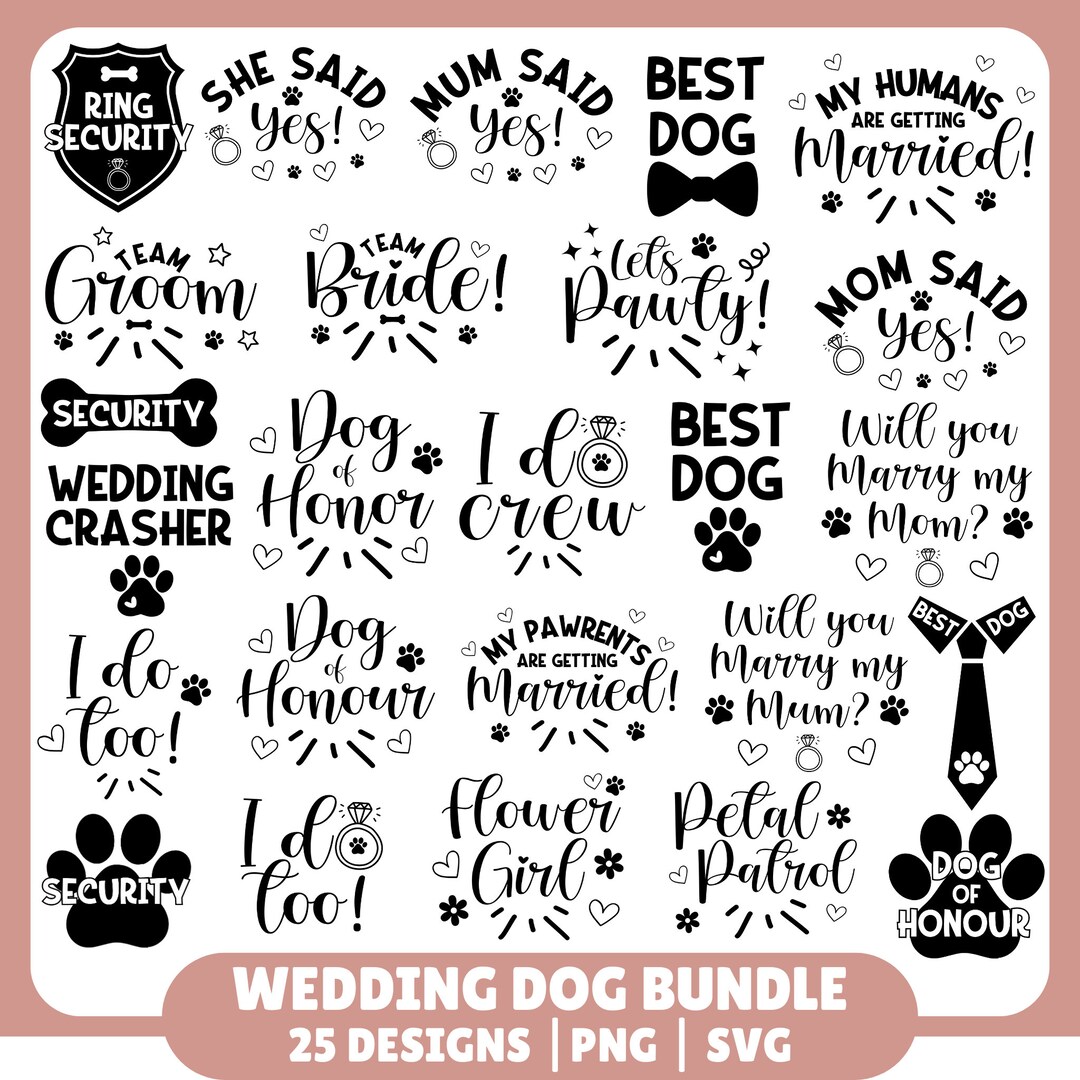 Wedding Dog Bandana Bundle SVG, Dog Wedding, Dog Bandana, Dog Wedding ...