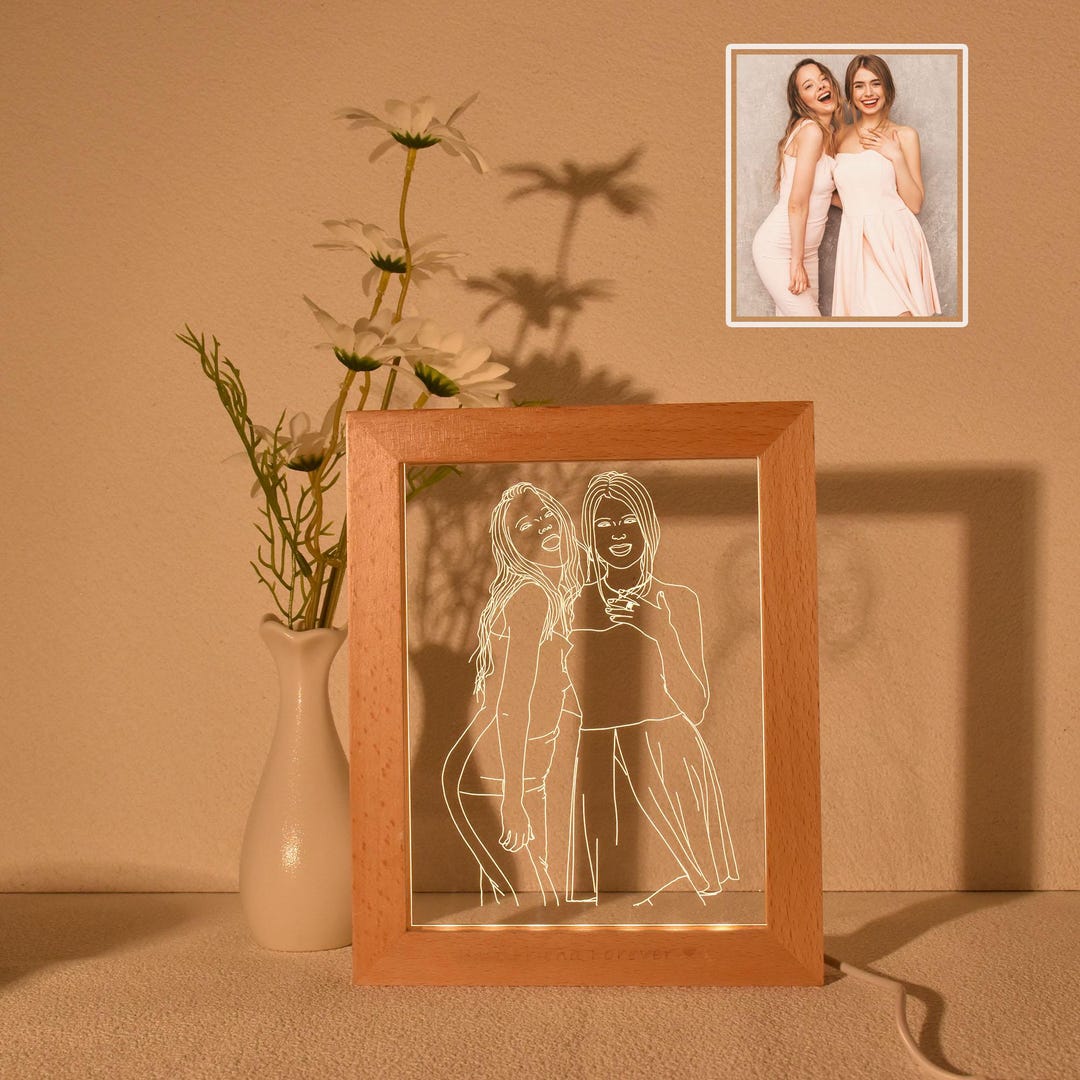Acrylic Picture Frame Night Light, Photo Wood Frame Lamp, Custom 3D ...