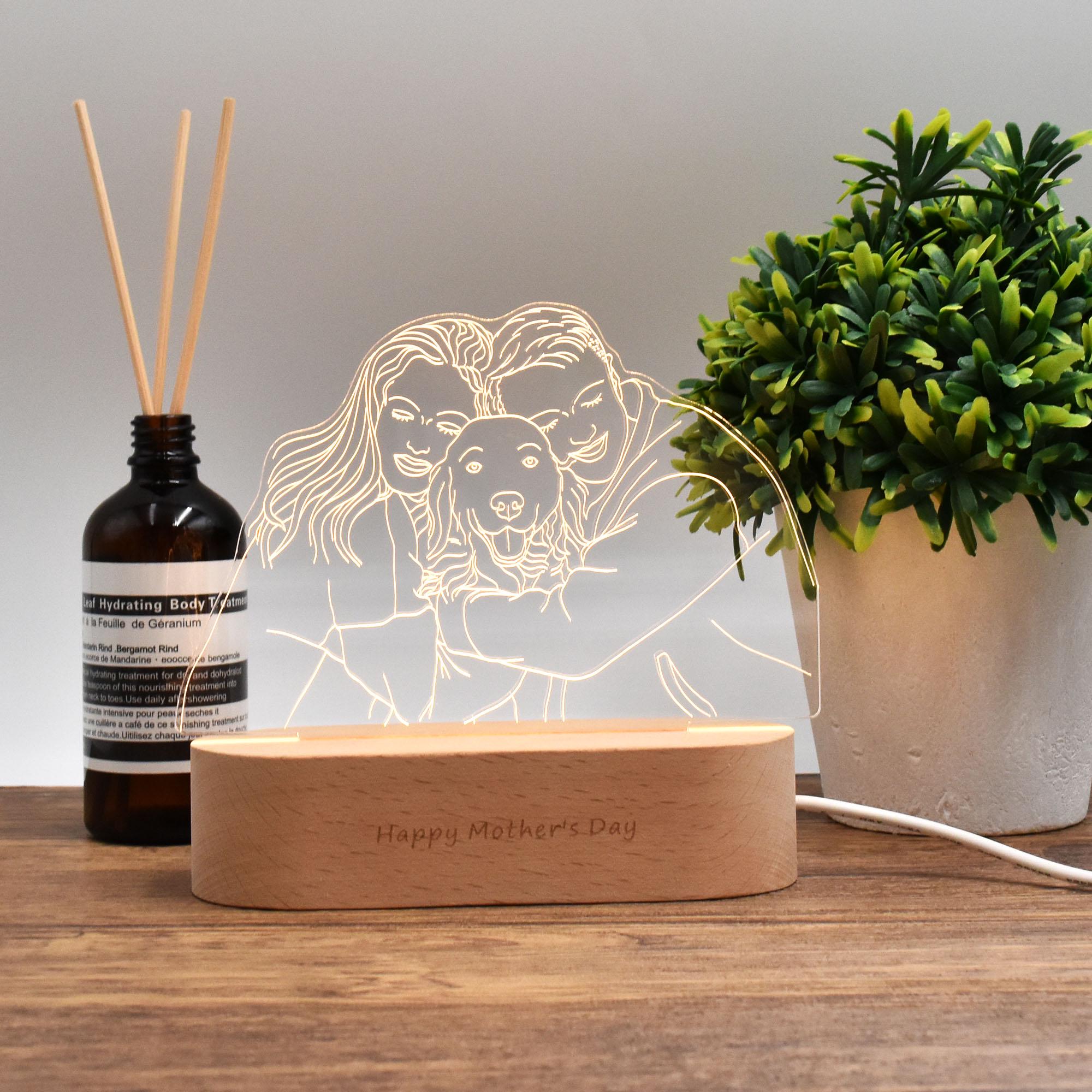 Personalized Photo Night Light, Custom 3D Photo LED Light, Family Photo ...
