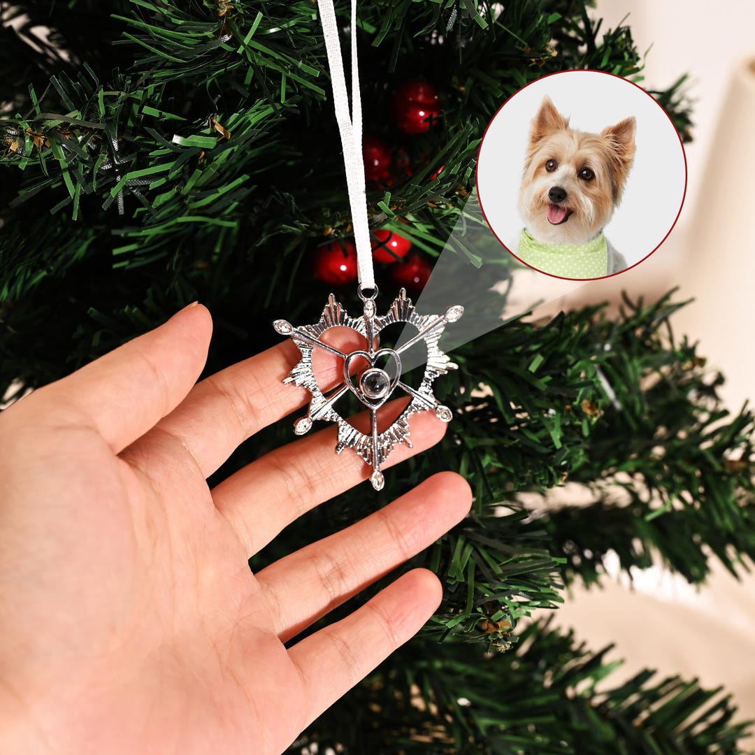 Heart Photo Projection Ornaments, Personalized Couple Photo Ornament ...