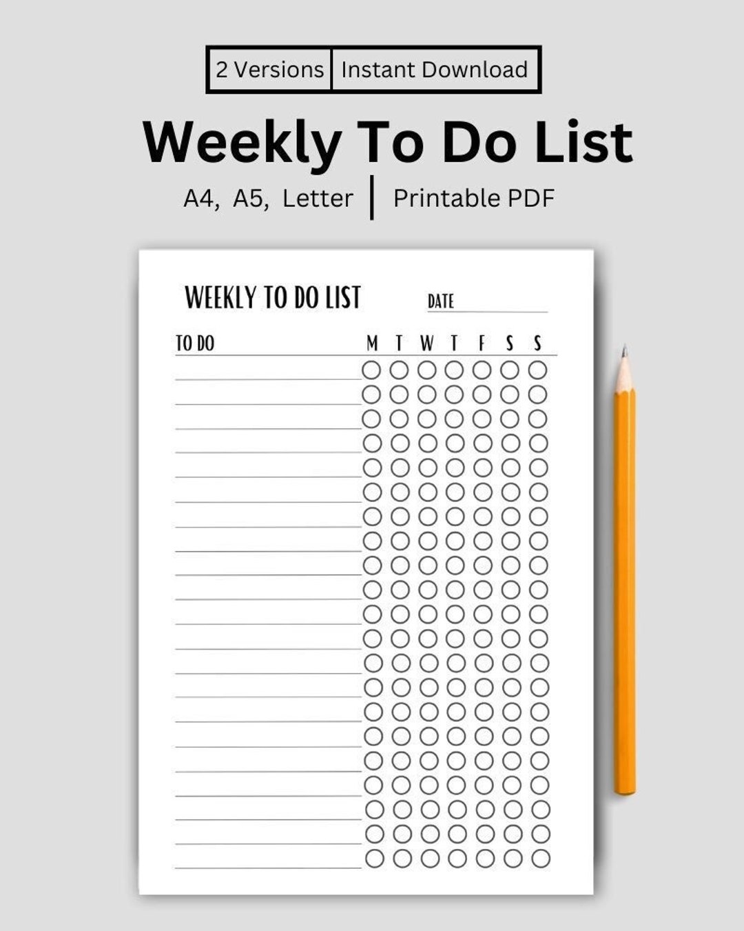 Weekly to Do List Printable, Weekly To-do PDF Planner Checklist ...