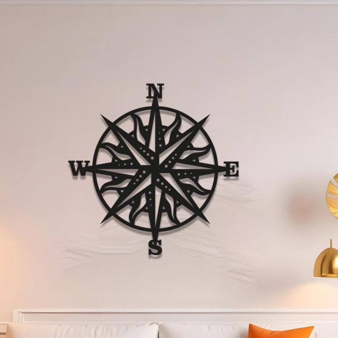 Sun and Compass Metal Wall Art: Rustic Outdoor Decor - Etsy