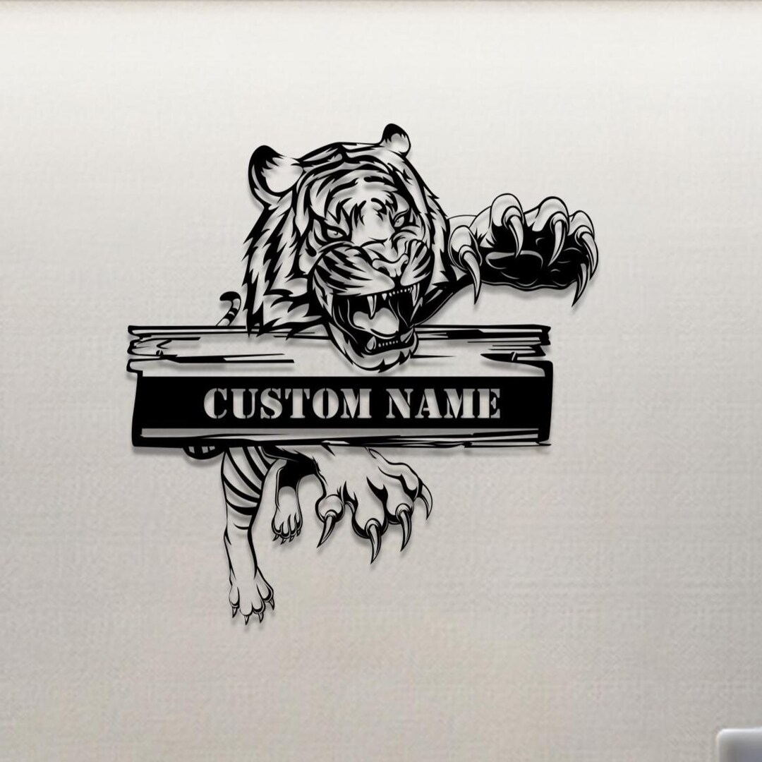 Personalized Tiger Metal Wall Art: Custom Name Sign - Etsy