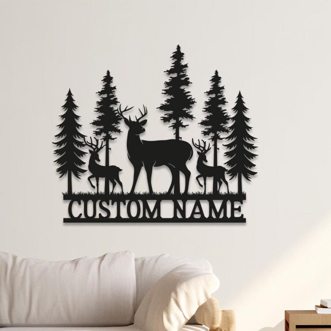 Personalized Deer Metal Sign: Custom Cabin & Lodge Wall Decor - Etsy