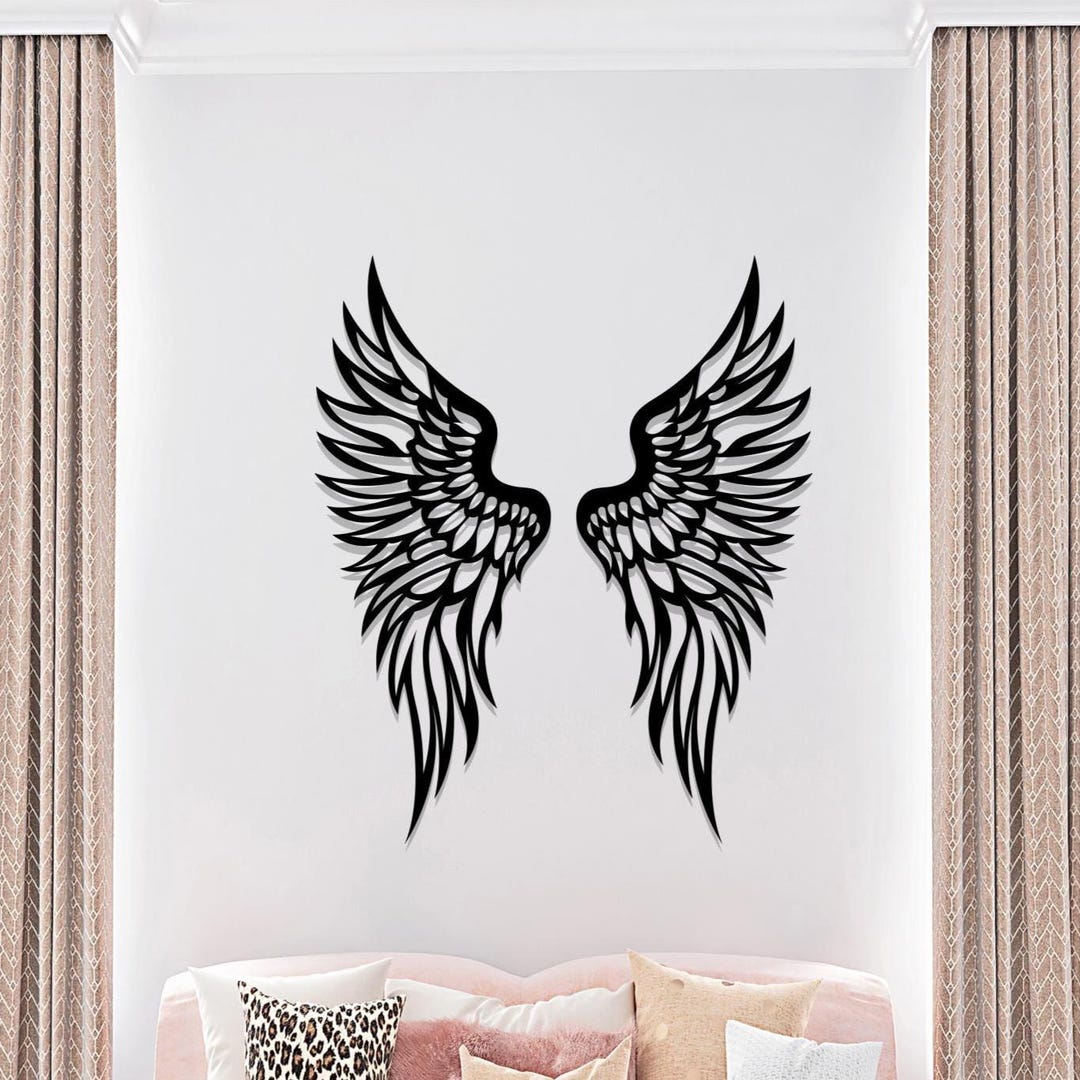Wings Metal Wall Art – Angel Wing Sign for Modern or Rustic Spaces ...