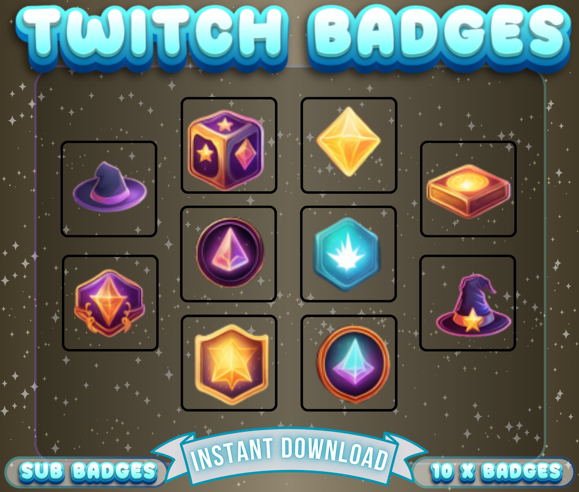 10 Twitch Sub Badges Twitch Tier Badge Magic Themed Sub Badges Twitch ...