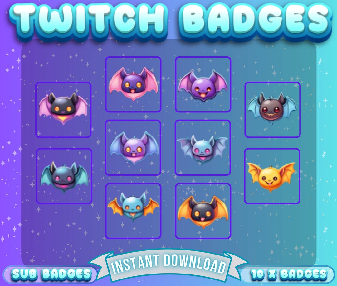 10 Twitch Sub Badges Twitch Tier Badge Cute Bat Sub Badges Twitch Sub ...