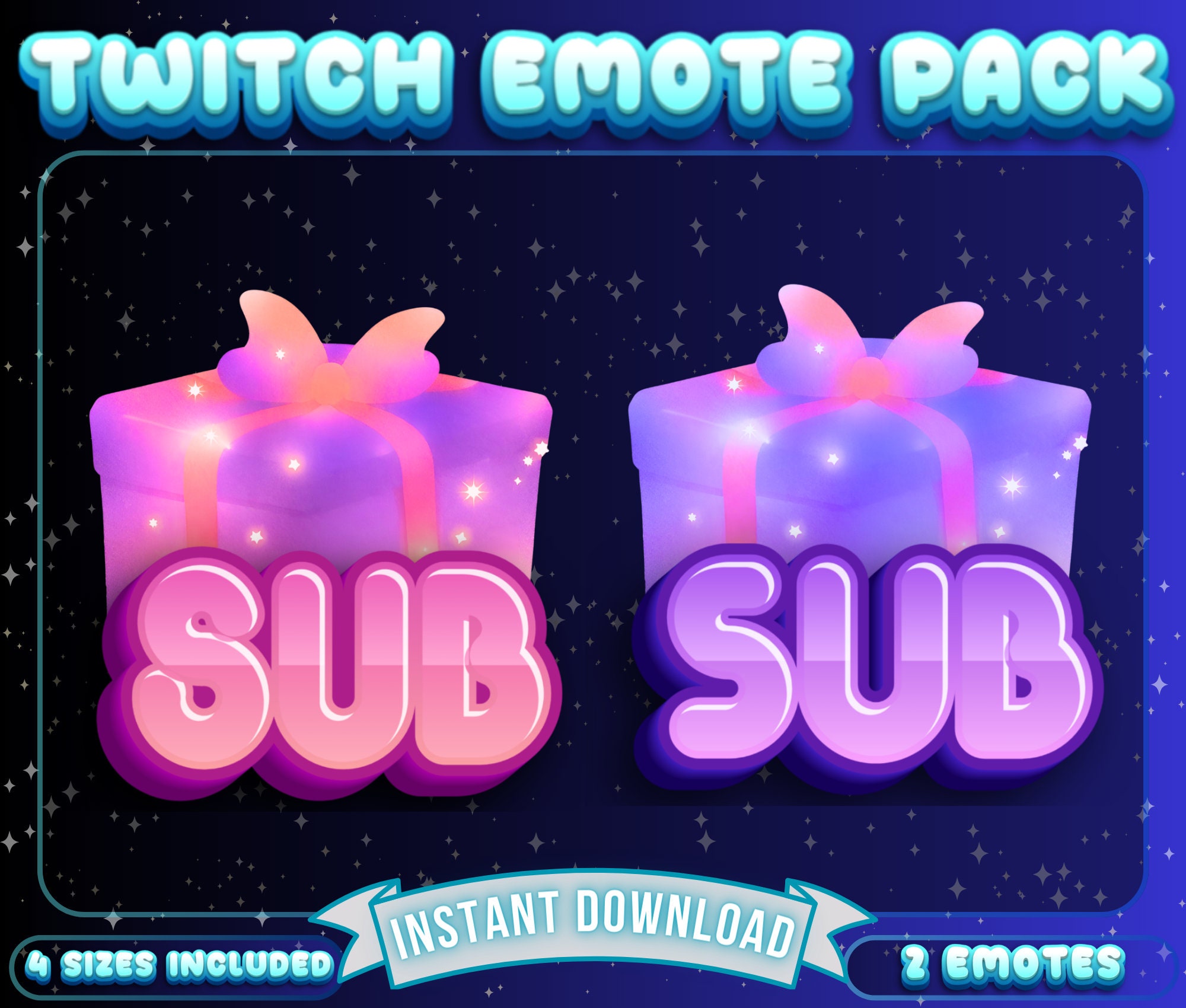 2 X Twitch Emotes Gift Sub Emote Pack Twitch Emotes Pink Gift Sub Emote ...