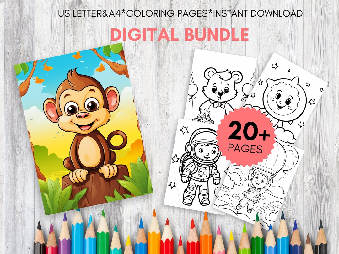 Whimsical Children's Coloring Bundle Printable Activity Book Instant ...