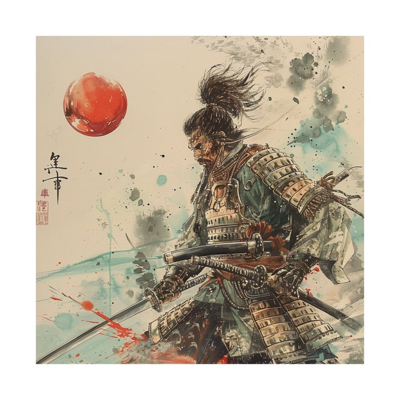 Samurai Last Stand Poster, Samurai in Japanese Art Style, Japanese Wall ...