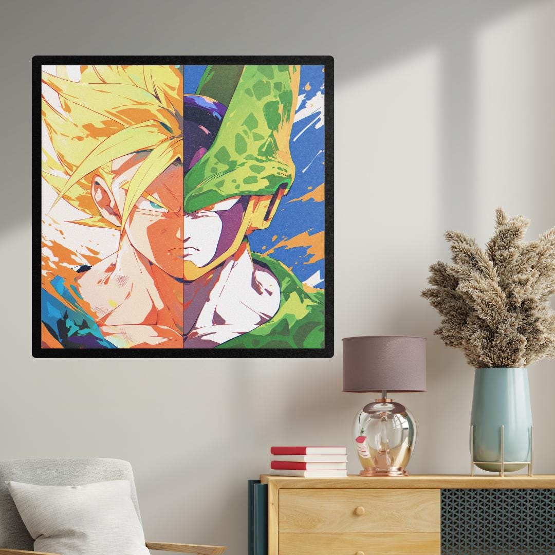 Ssj Goku Vs Perfect Cell Poster in Japanese Art Style, Japanese Poster ...