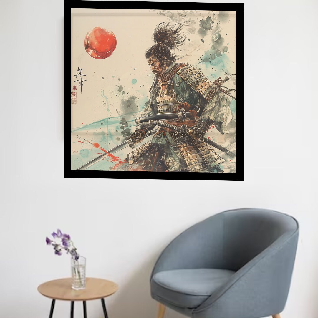 Samurai Last Stand Poster, Samurai in Japanese Art Style, Japanese Wall ...