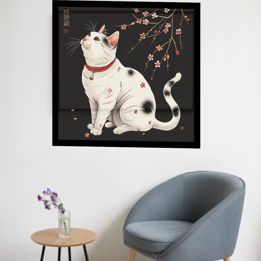 Cat Japanese Poster in Japanese Art Style, Japanese Wall Art, Cat ...