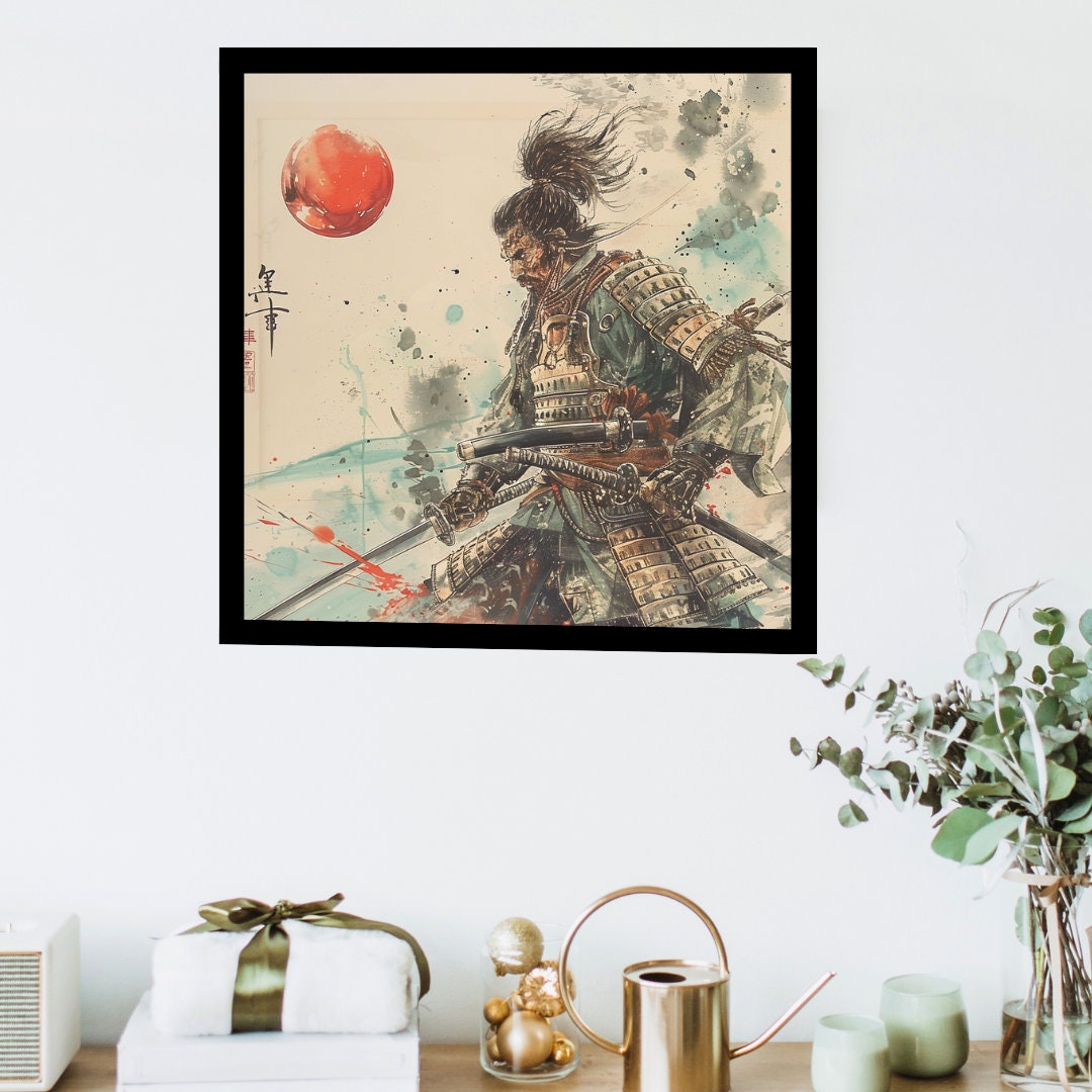 Samurai Last Stand Poster, Samurai in Japanese Art Style, Japanese Wall ...