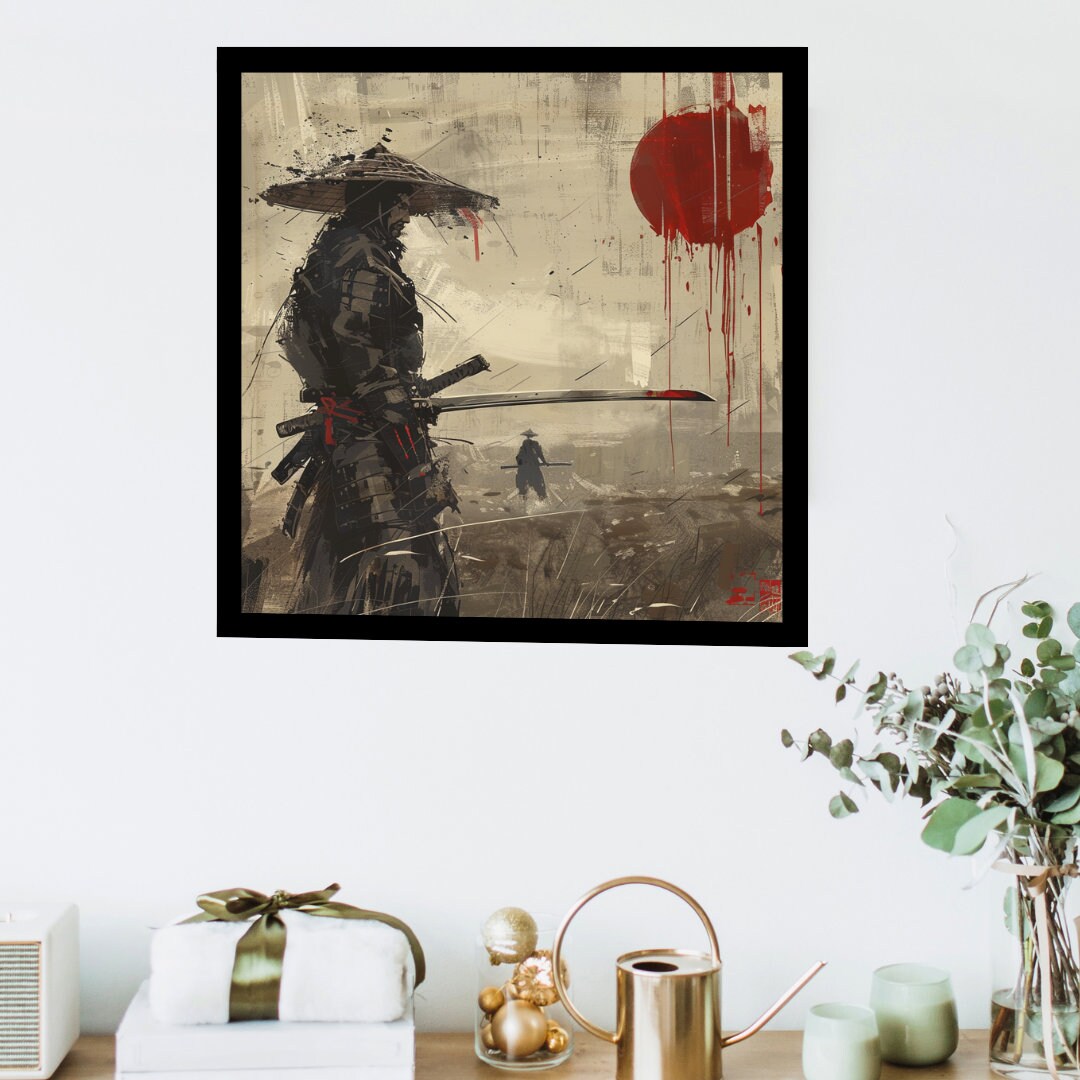 Samurai in Japanese Art Style, Samurai Wall Art, Japanese Poster ...