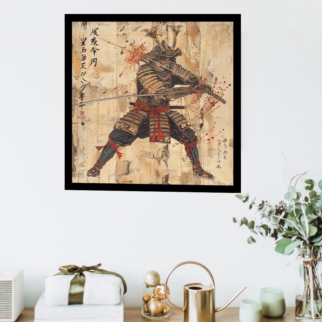 Samurai in Japanese Art Style, Japanese Wall Art, Samurai Wall Art ...