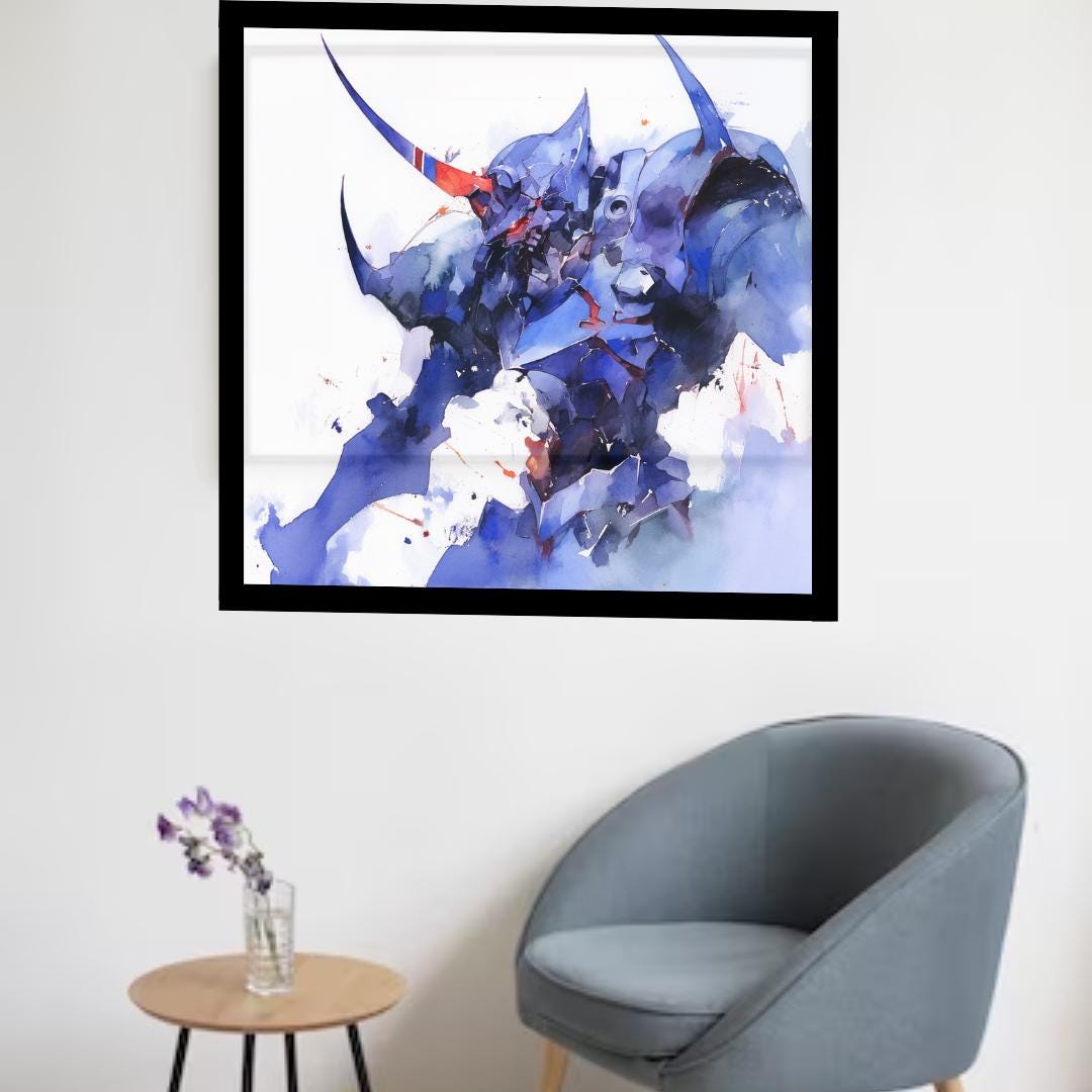 Purple Mecha Poster in Japanese Art Style, Japanese Wall Art, Mecha Art ...