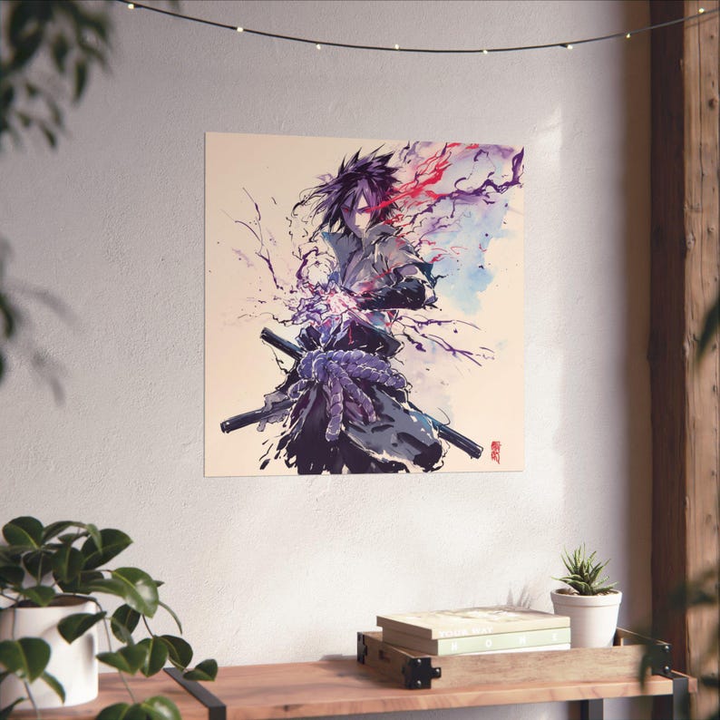 Sasuke Poster in Japanese Art Style, Japanese Poster, Anime Wall Art ...