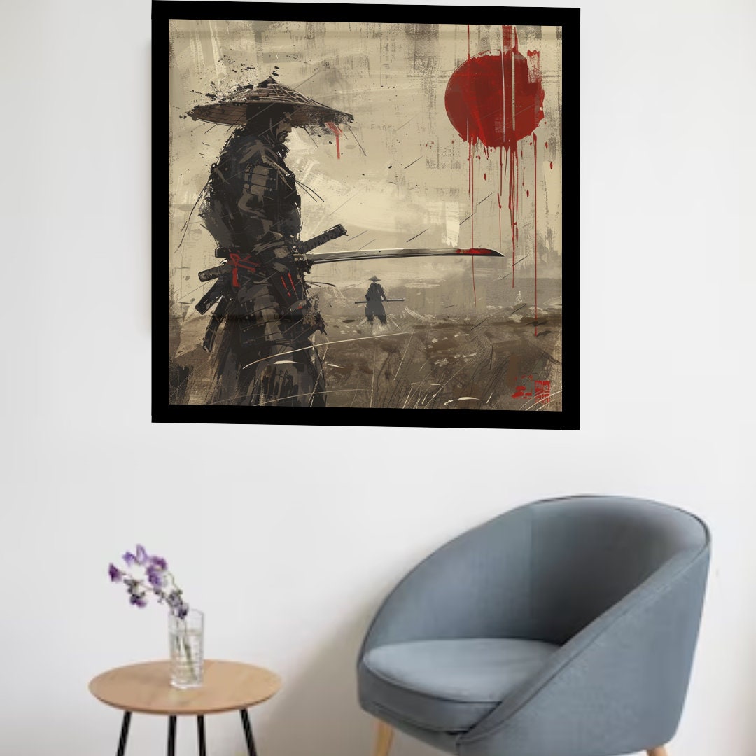 Samurai in Japanese Art Style, Samurai Wall Art, Japanese Poster ...