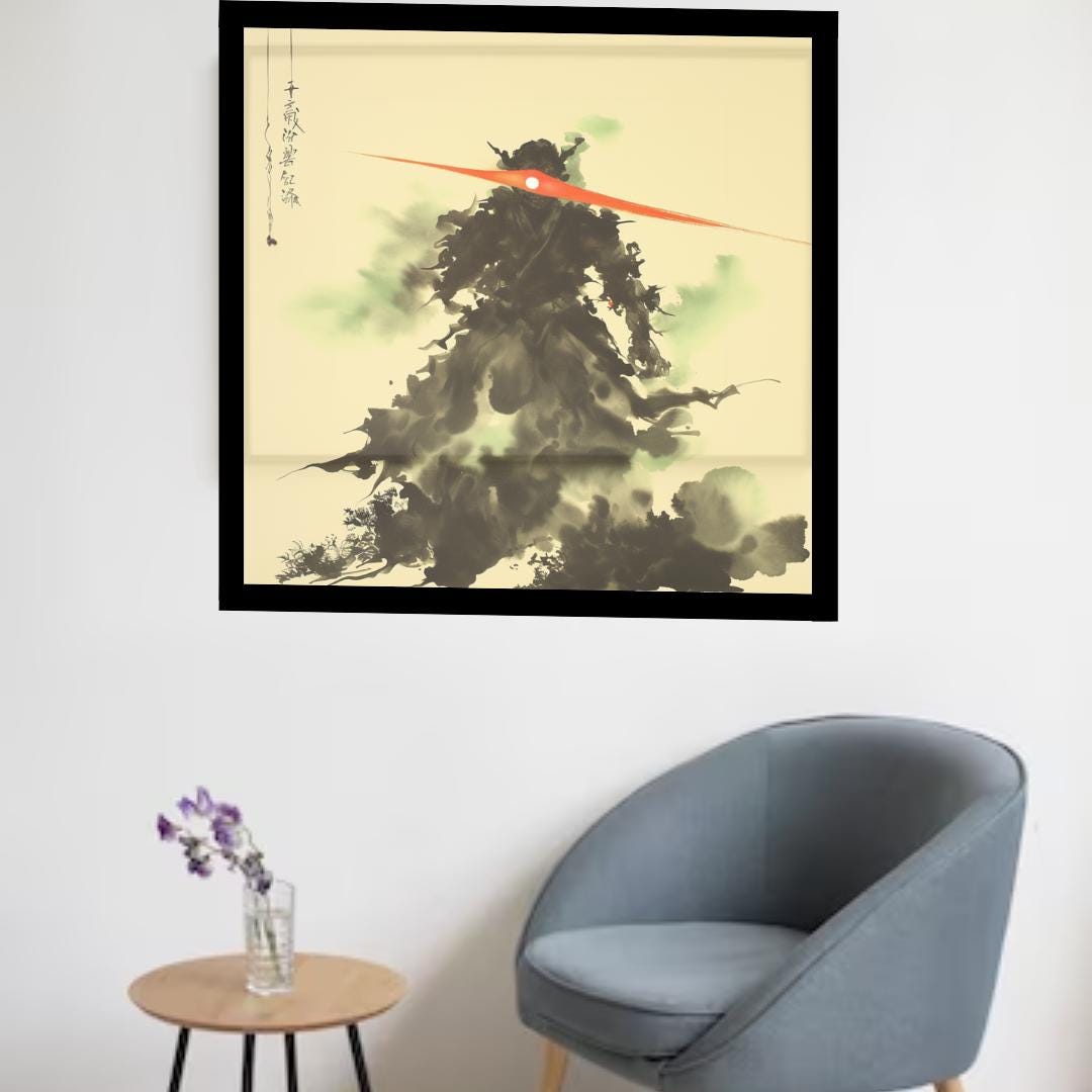 Shadow Samurai Poster In Japanese Art Style Japanese Poster Samurai
