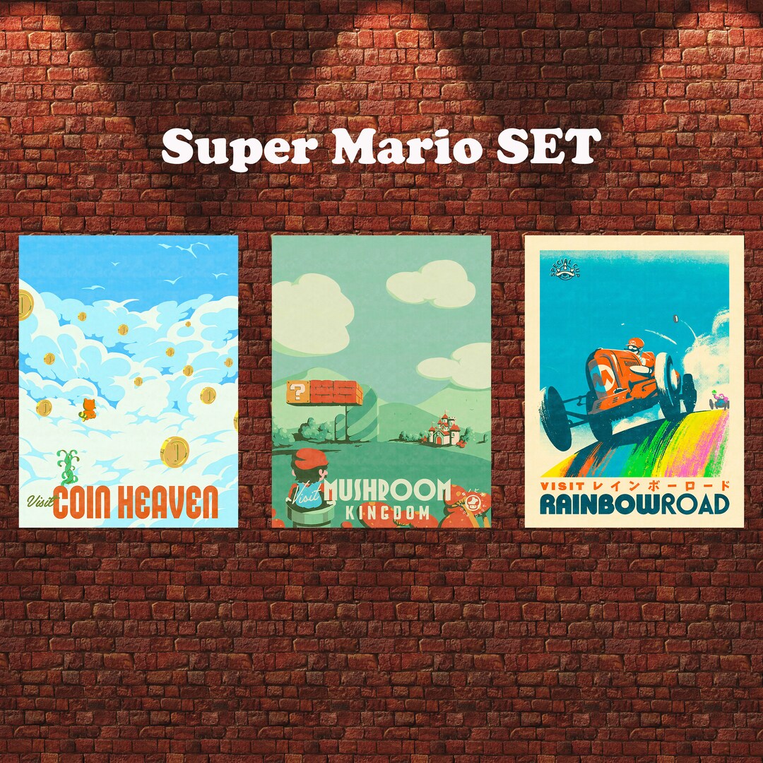 3pc SET Super Mario Poster Game Print - Etsy
