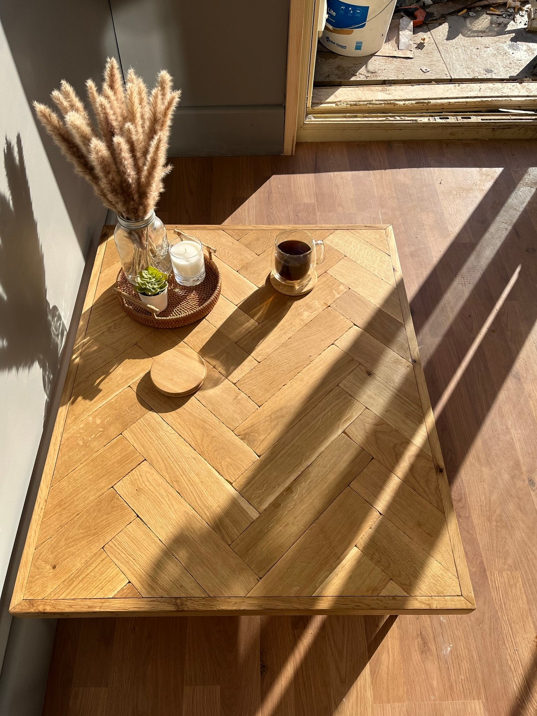 Oak Herringbone Coffee Table - Etsy