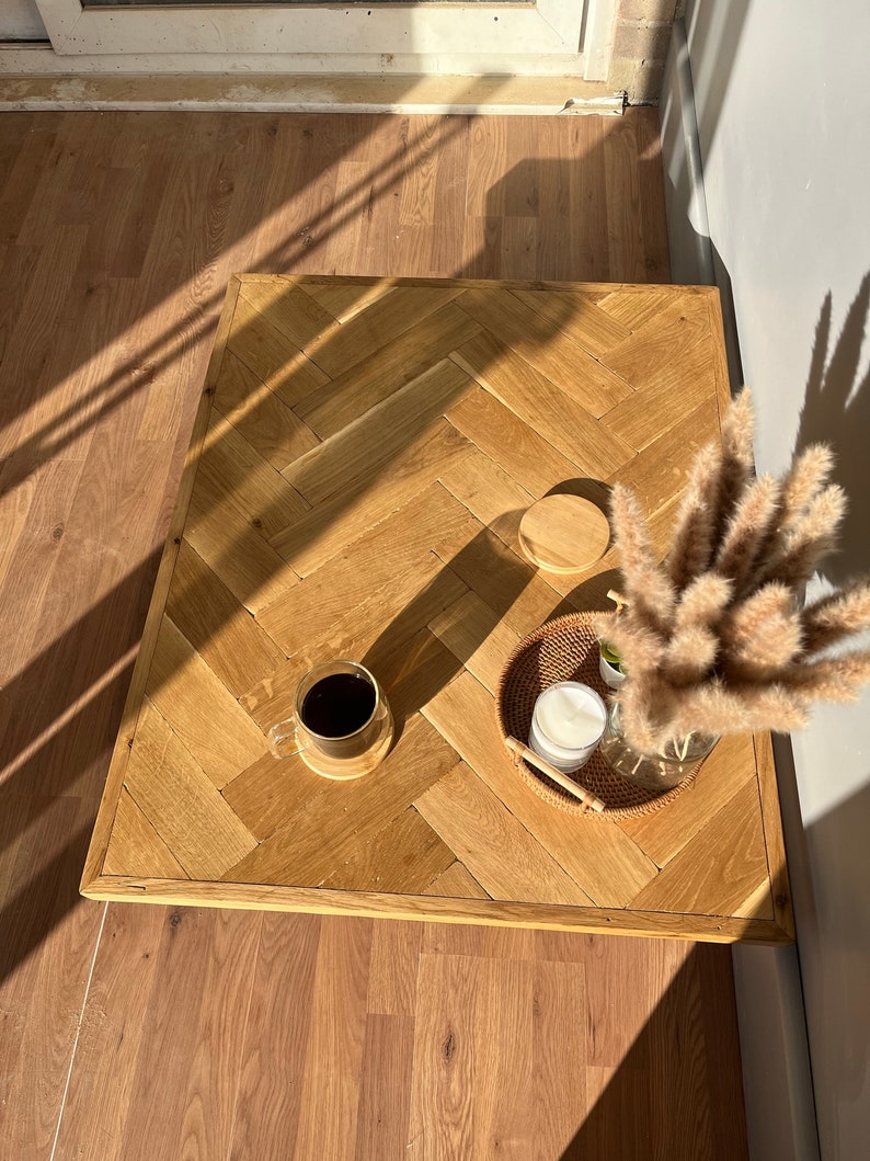 Oak Herringbone Coffee Table - Etsy