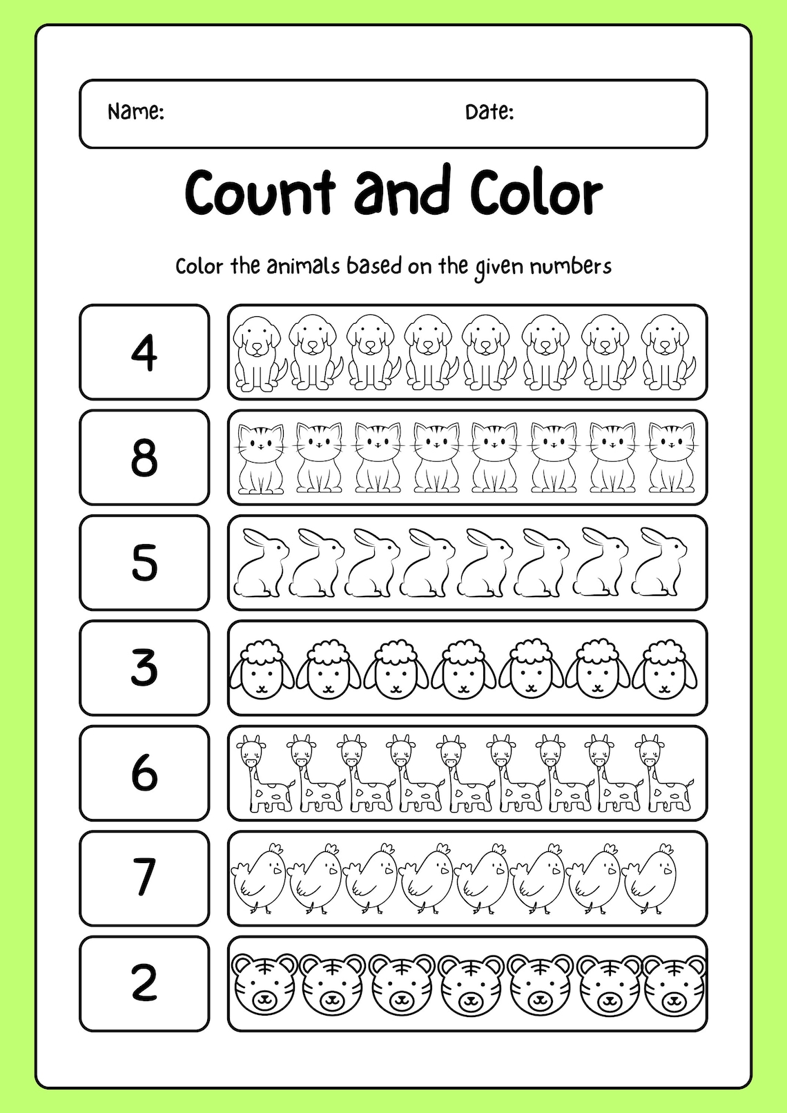 Learning How to Count Worksheets - Etsy