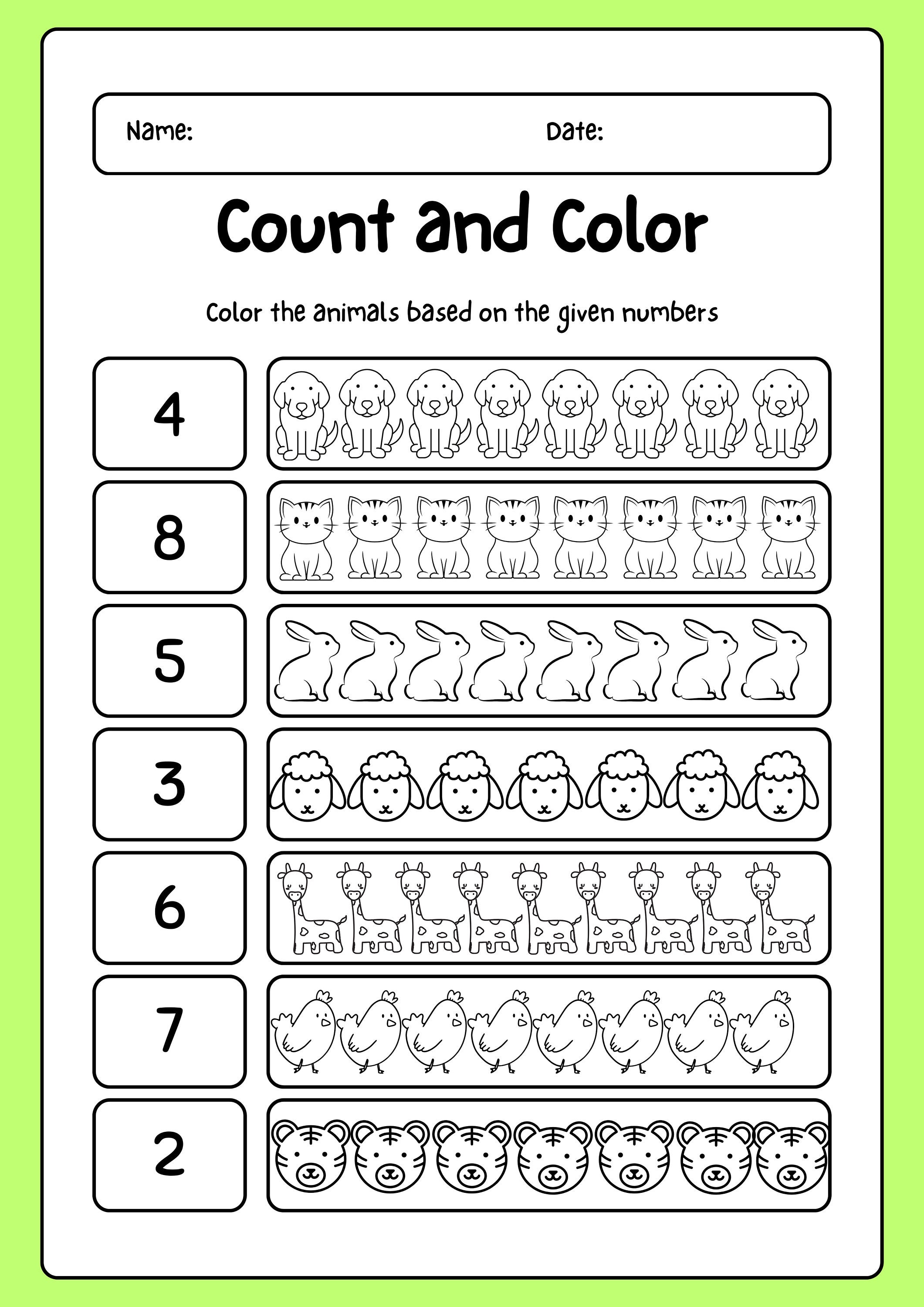 Learning How to Count Worksheets - Etsy