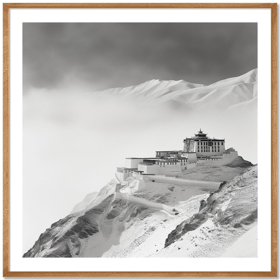 Buddhist Monastery in Lhasa | Digital Download | Serene Snowscape ...