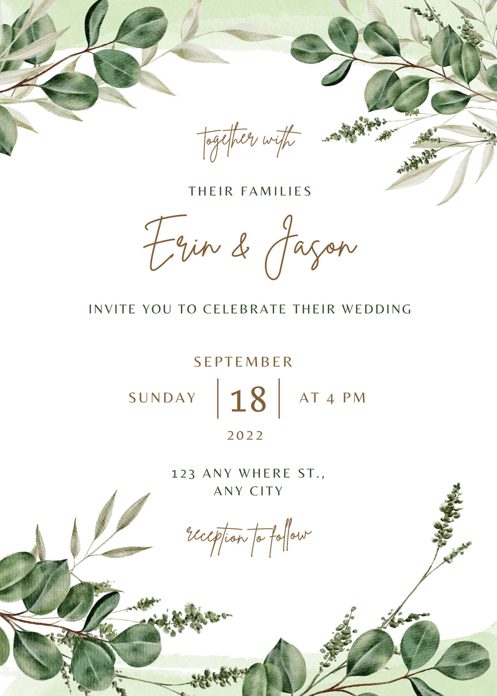Greenery Wedding Invitation - Etsy