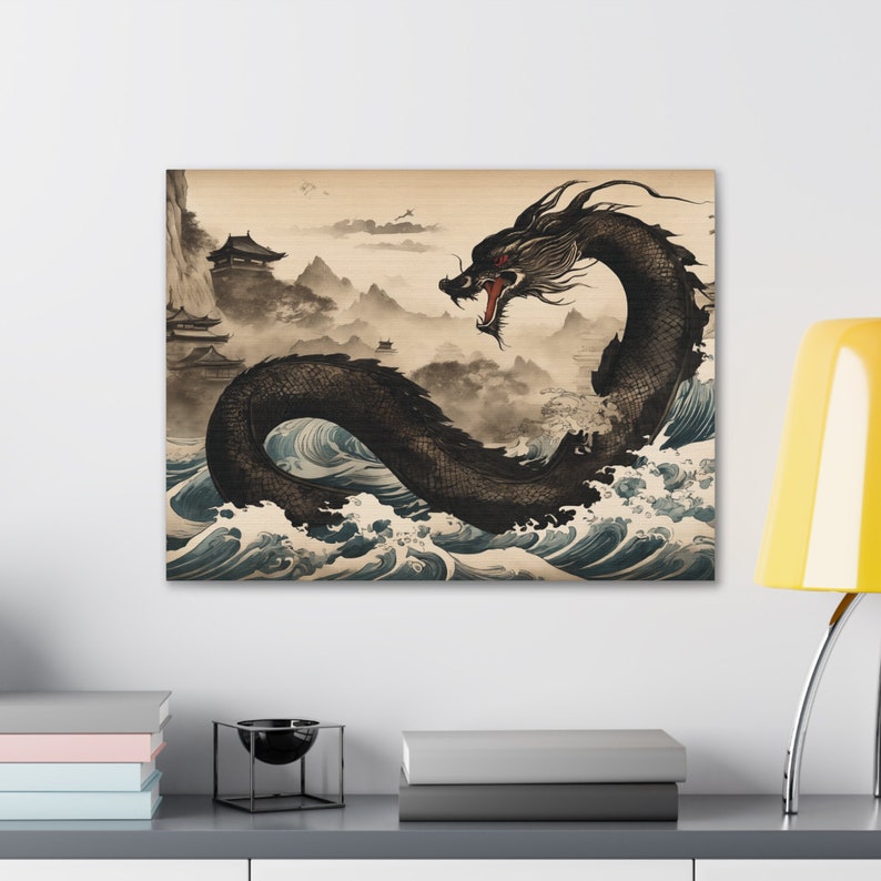 Ink Painting Collection - Sea Serpent - Gallery Wrapped Canvas - Etsy