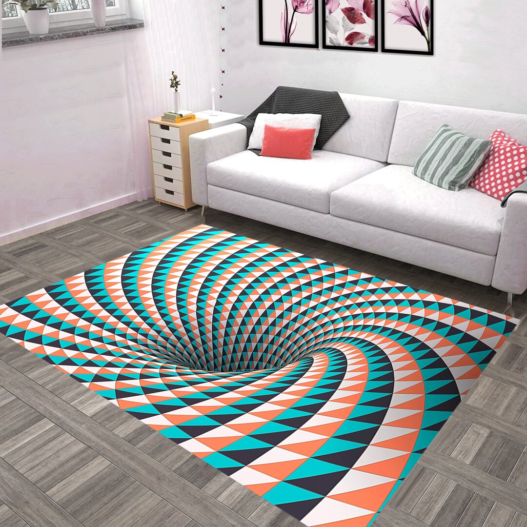 Vortex Rug , 3D Vortex Illusion, Rectangular Version, Non Slip Rug ...