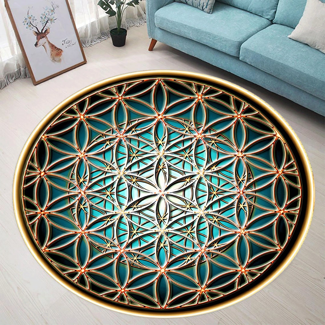 Flower of Life, Sacred Geometry Rug, Flower of Life Rug, Spiritual Rug ...