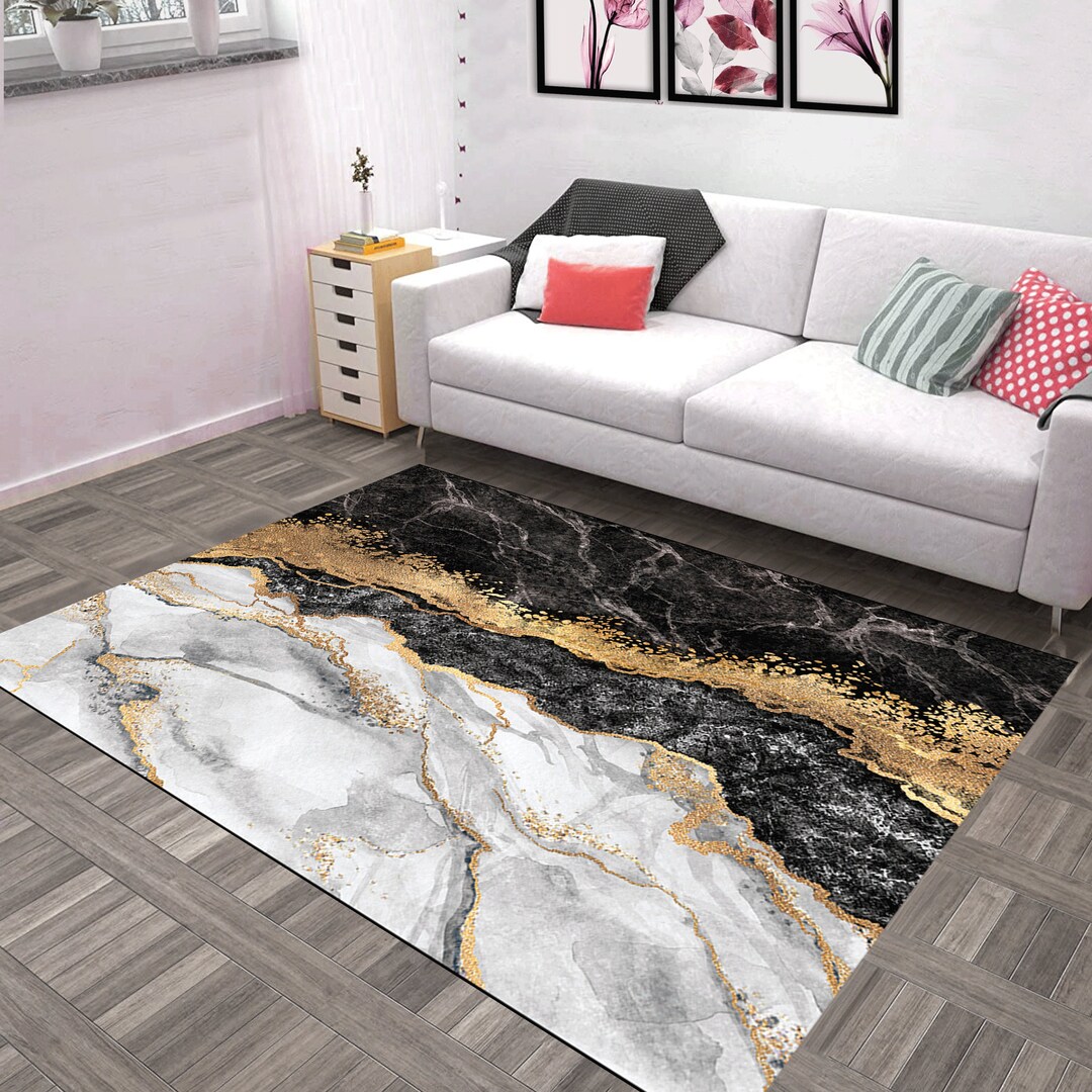 Marble Pattern Rug,decorative Rug, Modern Rug, Area Rug,black and White ...