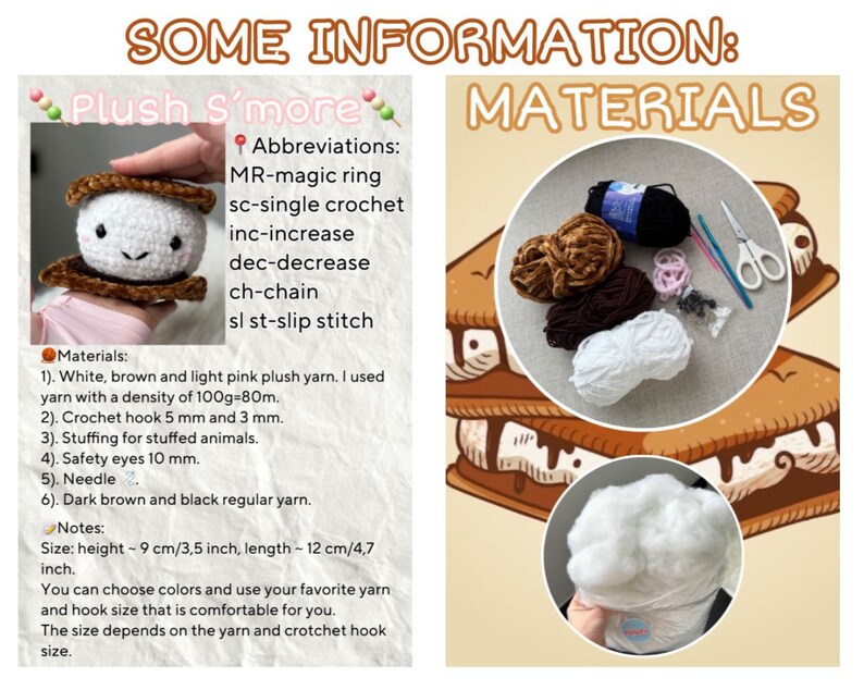 Smore Plush Crochet PATTERN PDF ONLY, Amigurumi Smores Crochet Pattern ...