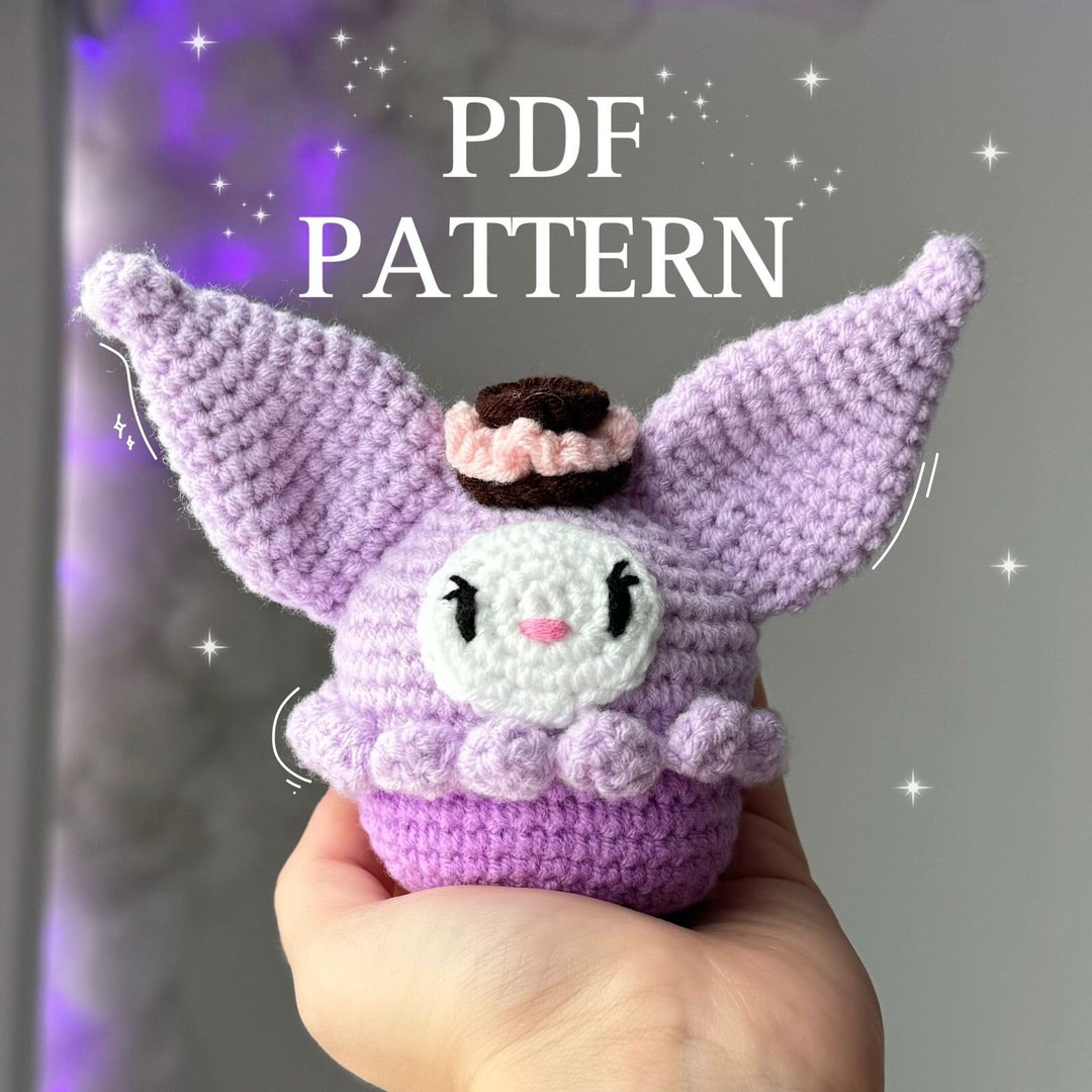 Cupcake Crochet PATTERN PDF ONLY, Lilac Rabbit Cupcake Crochet Tutorial in English, Crochet Food ...