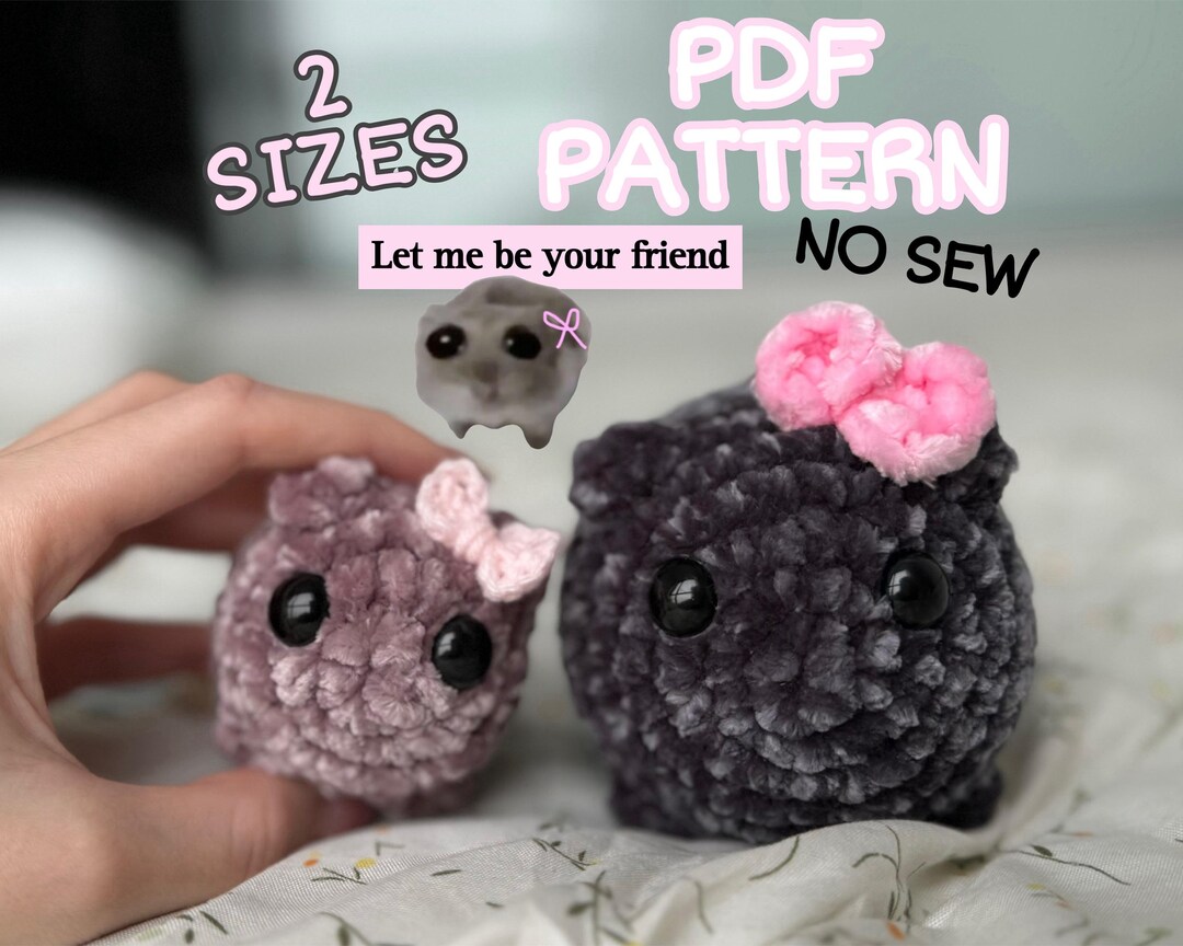 Sad Hamster Meme Crochet PATTERN PDF ONLY, Two Sizes Plush Hamster ...