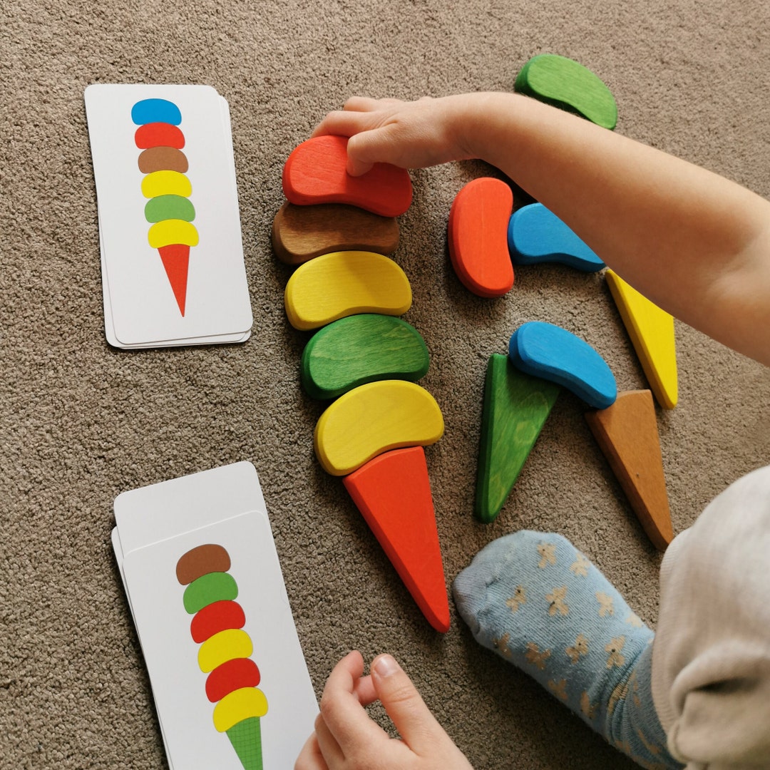 Build Ice Cream Pattern for Kids | Montessori Inspired Wooden Toy for ...