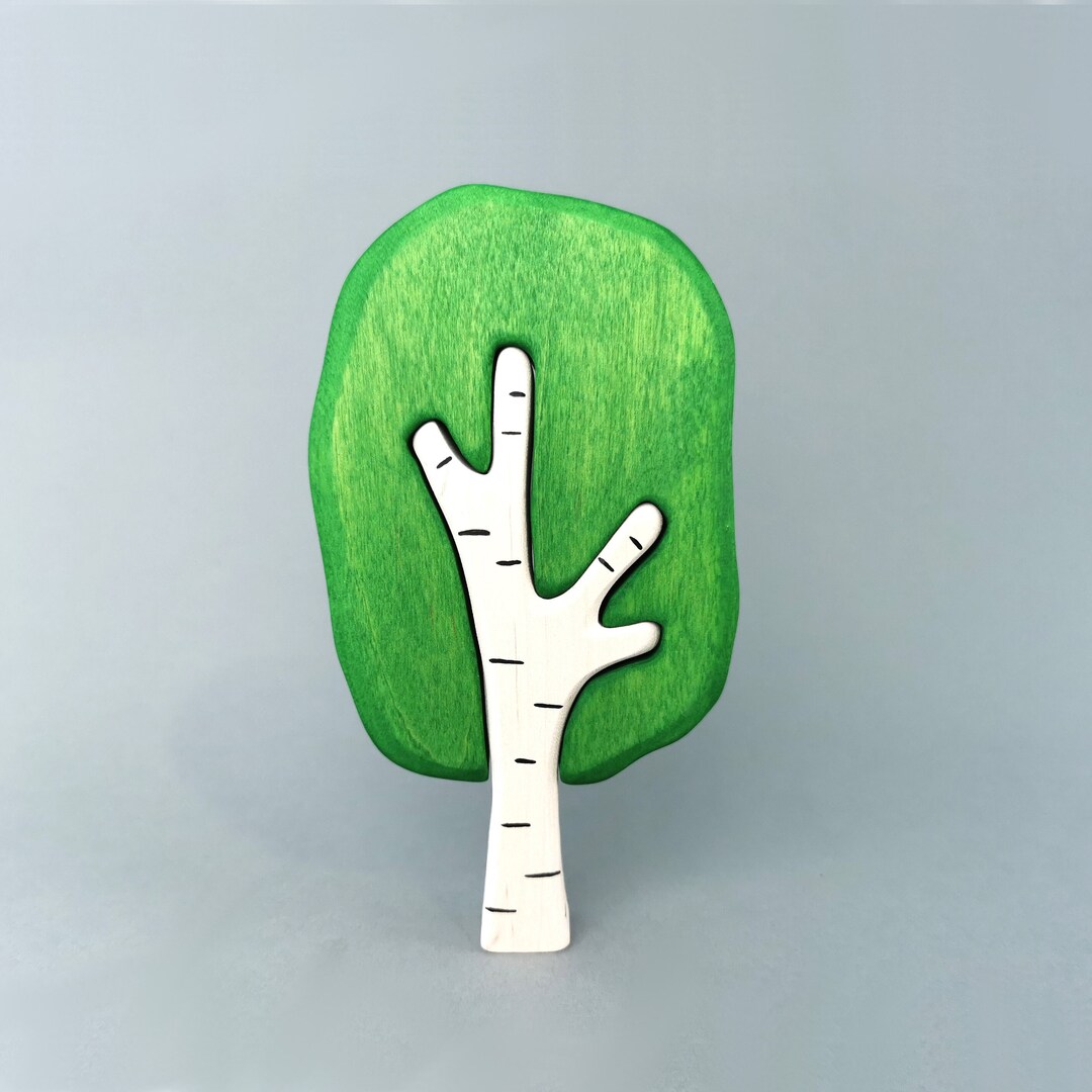 Waldorf Tree Birch, Wooden Toys for Kids, Interchangeable Tree Green ...